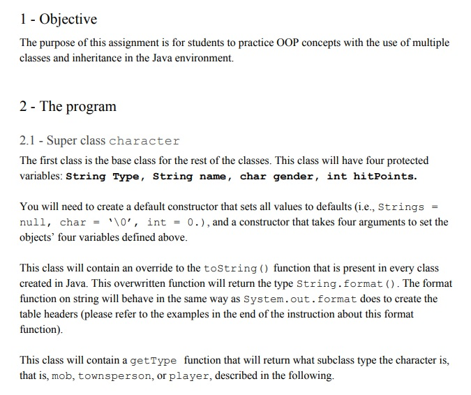 1 - Objective The purpose of this assignment is for | Chegg.com