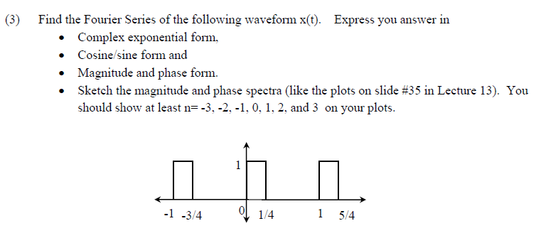 Solved Find the Fourier Series of the following waveform | Chegg.com