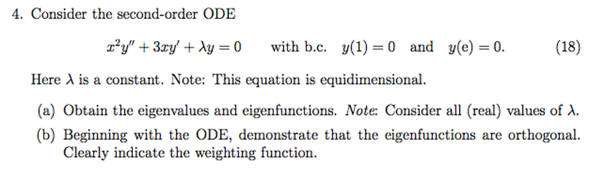 4. Consider the second-order ODE ac2y" 3acy' Ay 0 | Chegg.com