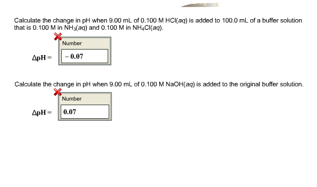 Solved Calculate the change in pH when 9.00 mL of 0.100 M | Chegg.com