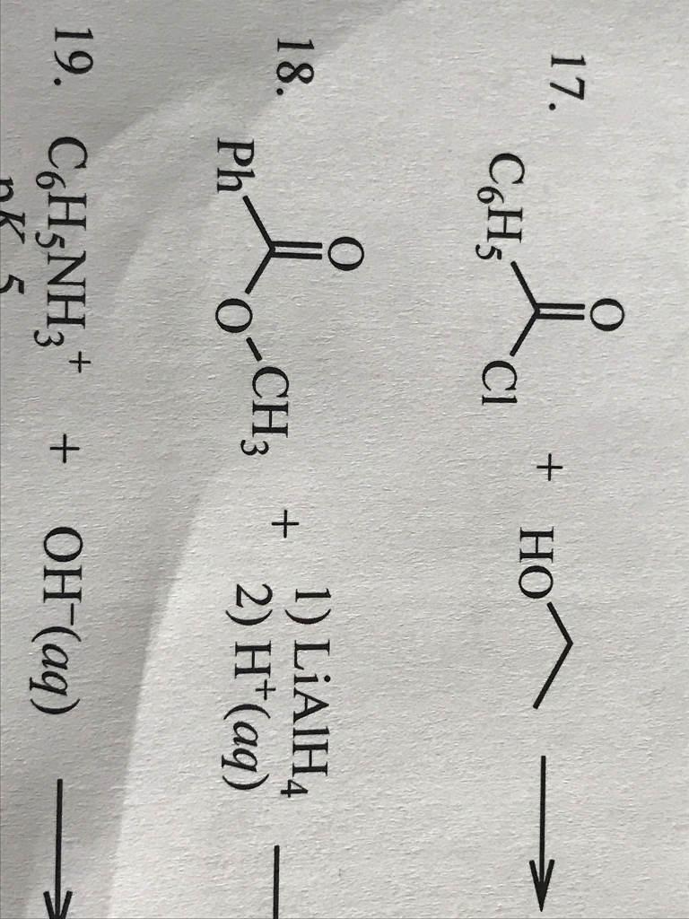 Solved 17 Ho C6H 1) Li Ph CH3 2) H+(aq) 18 19. CoHSNH3+ OH | Chegg.com