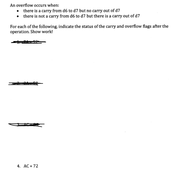 Solved An overflow occurs when: there is a carry from d6 to | Chegg.com