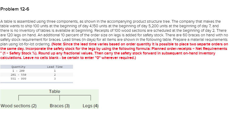 Solved Problem 12-6 A table is assembled using three | Chegg.com