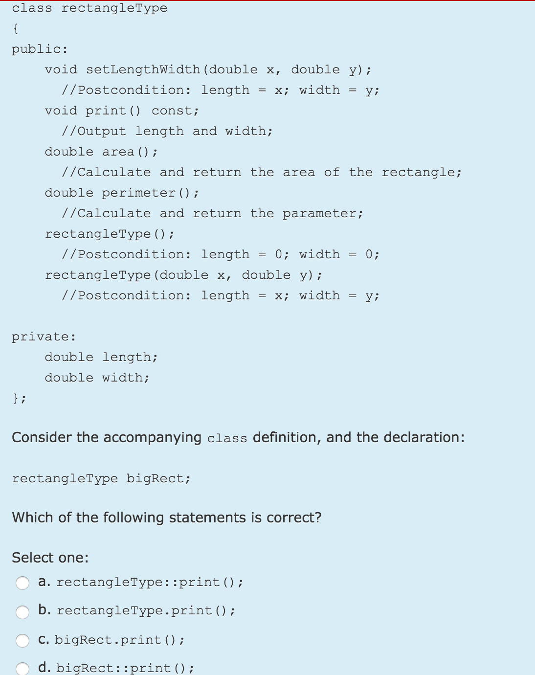 Solved Class Rectangle Type {public Void