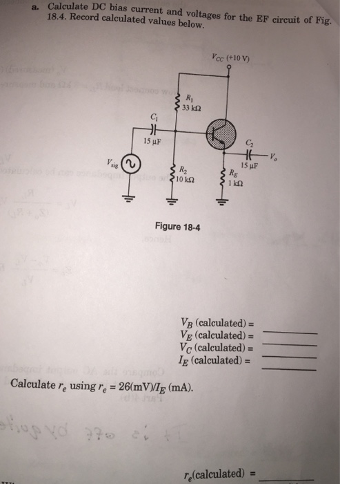 Solved Calculate DC bias current and voltages for the EF | Chegg.com