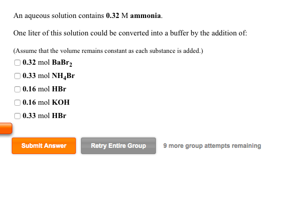 Solved An aqueous solution contains 0.32 M ammonia. One | Chegg.com Solved An aqueous solution contains 0.32 M ammonia. One | Chegg.com