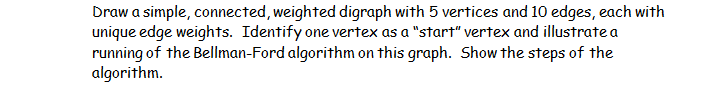 Solved Draw a simple, connected, weighted digraph with 5 | Chegg.com