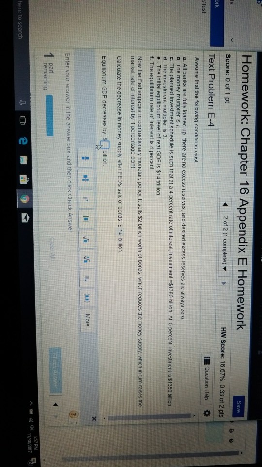 Solved Homework Chapter 16 Appendix E Homework Score 0 Of