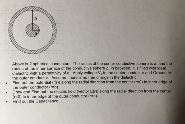 Solved Above is 2 spherical conductors. The radius of the | Chegg.com