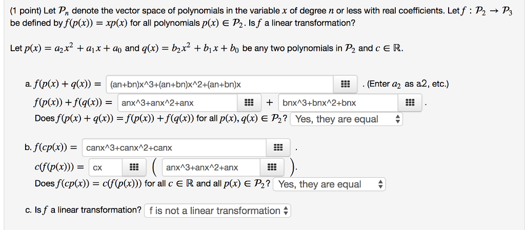 Solved (1 point) Let P, denote the vector space of | Chegg.com
