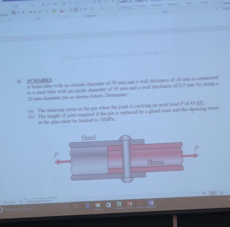 Solved 3) ⑩MARKS A brass tube with an outside diameter of 50 | Chegg.com