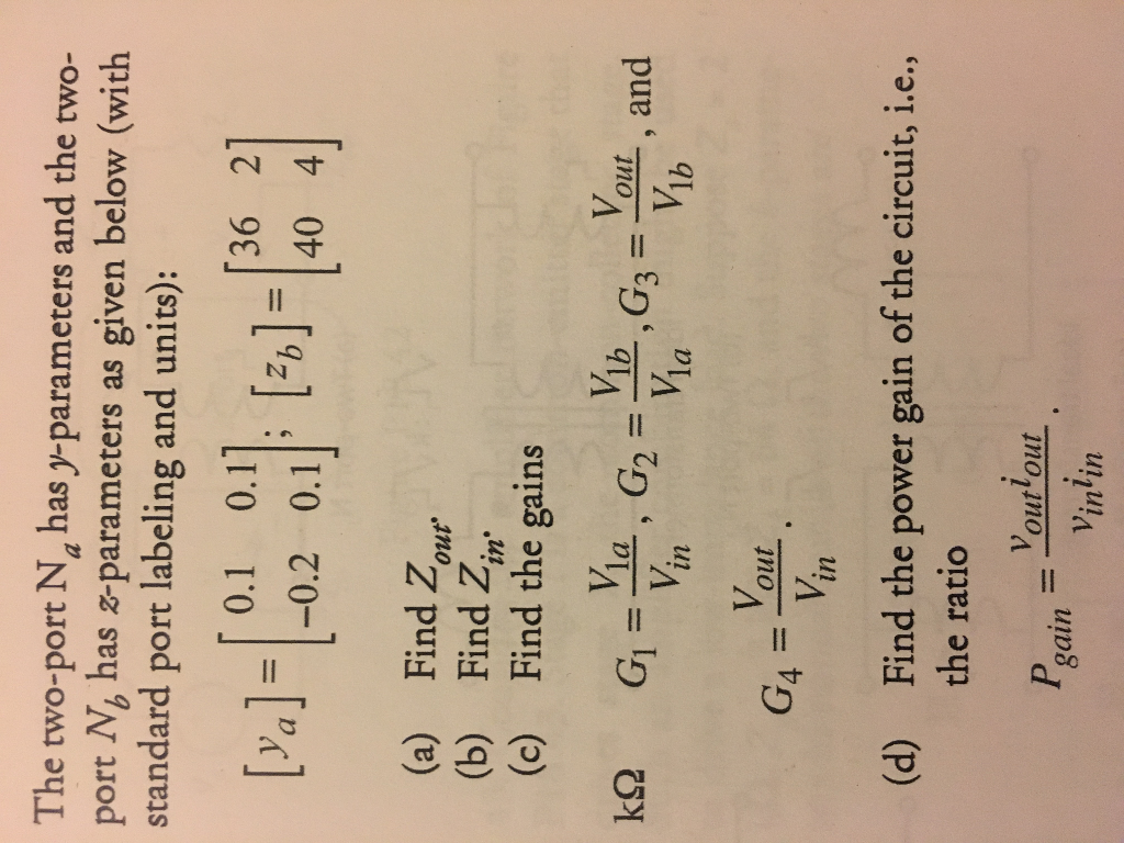 Solved Consider the cascaded two-port in Figure P18.36, in | Chegg.com