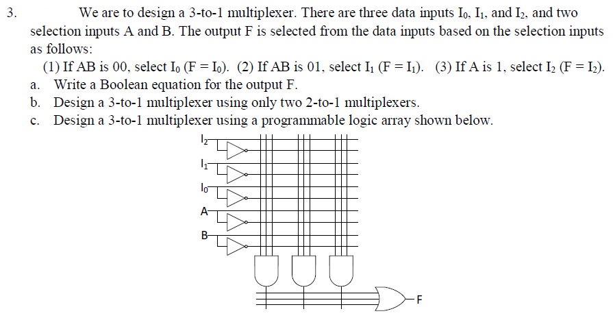Solved We are to design a 3-to-1 multiplexer. There are | Chegg.com