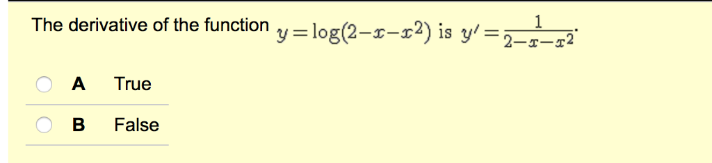 Solved The derivative of the function y = log(2 - x - x^2) | Chegg.com