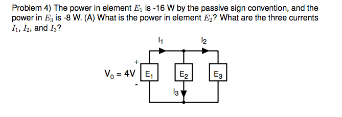 Solved The power in element E1 is -16 W by the passive sign | Chegg.com