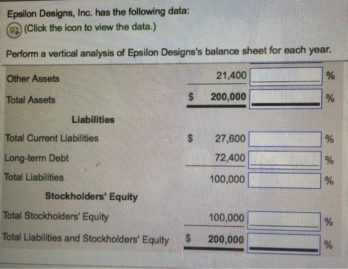 Solved Epsilon Designs, Inc Comparative Balance Sheet | Chegg.com