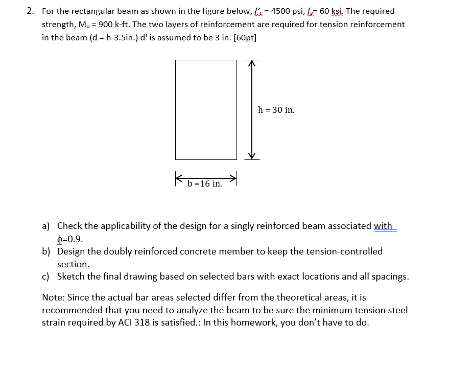 2. For the rectangular beam as shown in the figure | Chegg.com
