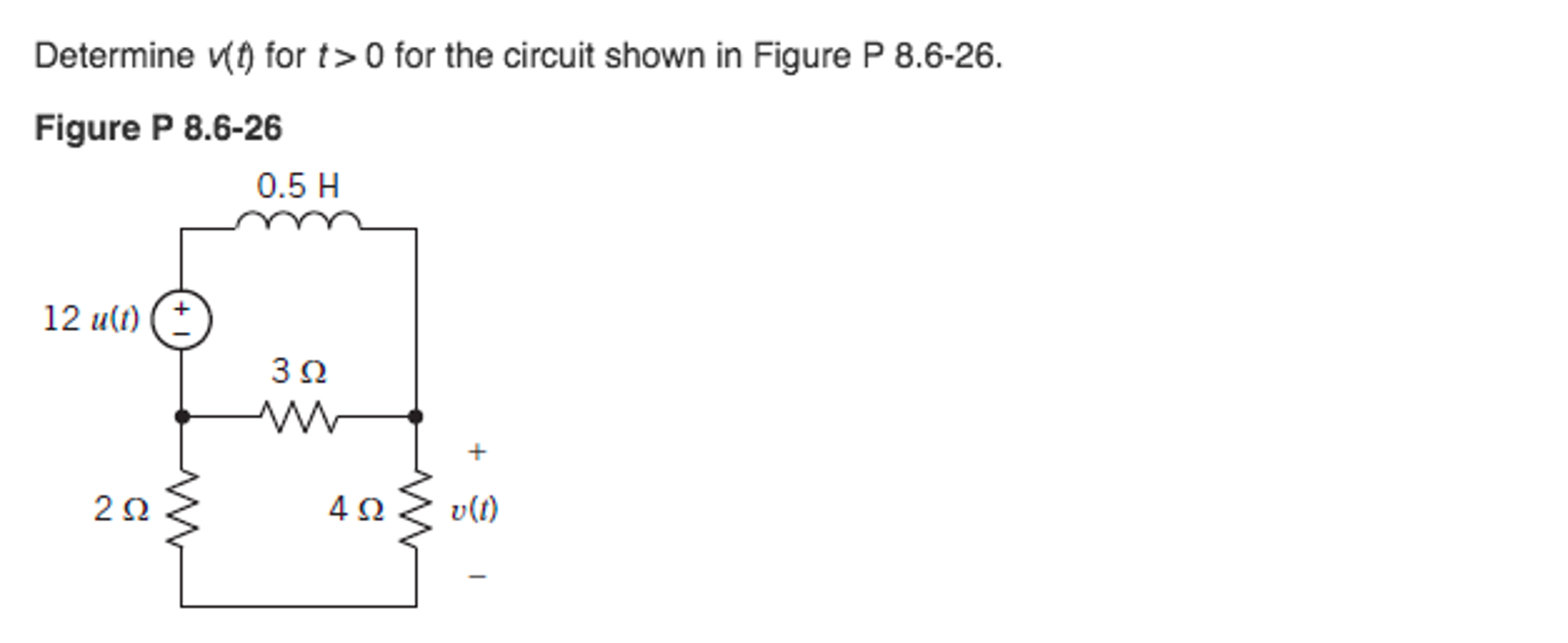 Solved Determine v(t) for t > 0 for the circuit shown in | Chegg.com