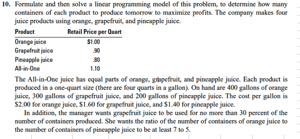 Solved Formulate And Then Solve A Linear Programming Model 3258