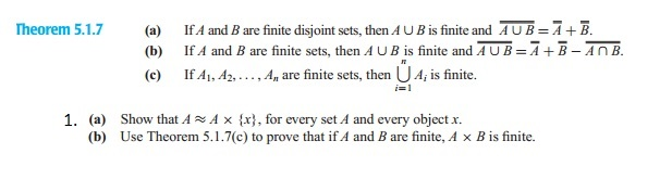 Solved Theorem 5.1.7 (a) If A and B are finite disjoint | Chegg.com