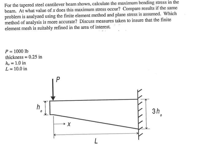 For the tapered steel cantilever beam shown, | Chegg.com