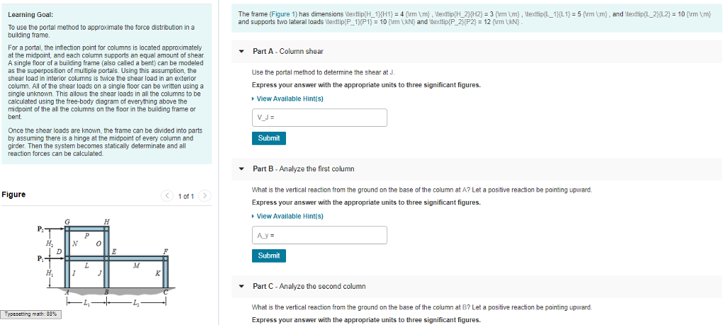 Solved The frame (Figure 1) has dimensions texttip(H_1HH14 | Chegg.com