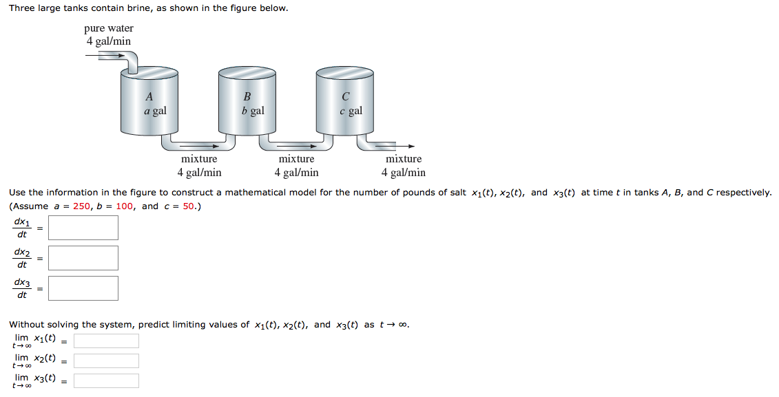 Solved Three large tanks contain brine, as shown in the | Chegg.com