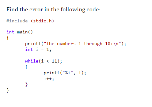 Solved Find the error in the following code: #include int | Chegg.com