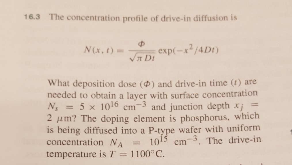 Solved 163 The concentration profile of drive-in diffusion | Chegg.com