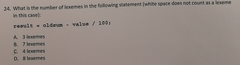 Solved 24. What is the number of lexemes in the following | Chegg.com