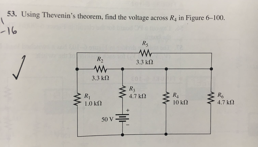 Solved Using Thevenin's theorem, find the voltage across R_4 | Chegg.com