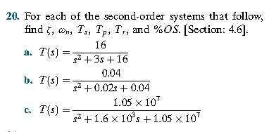 Solved For each of the second-order systems that follow, | Chegg.com