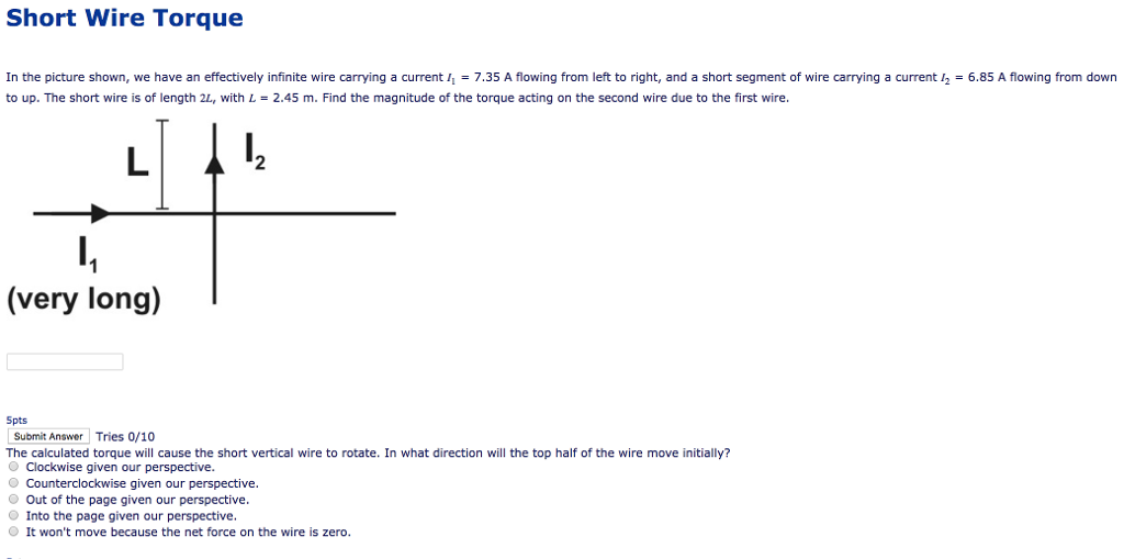 Solved Short Wire Torque In the picture shown, we have an | Chegg.com
