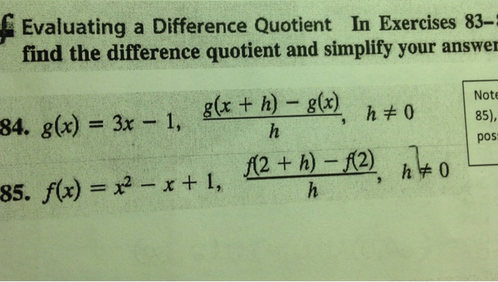 Solved Evaluating a Difference Quotient In Exercises 83- | Chegg.com