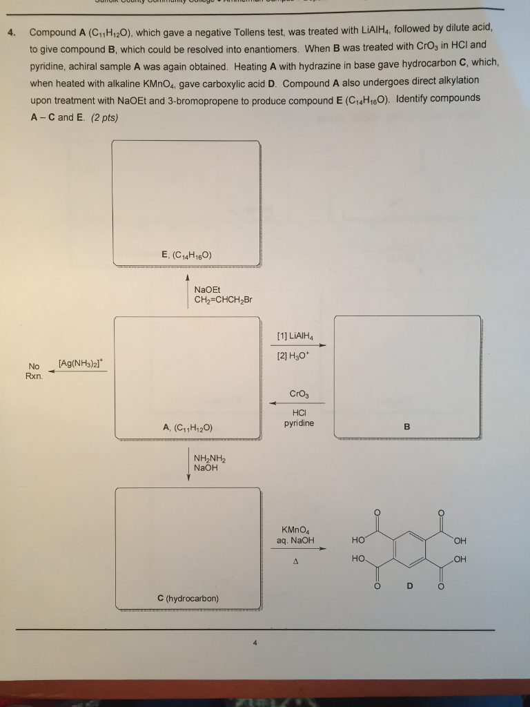 Solved Compound A (C11H12O), which gave a negative Tollens | Chegg.com