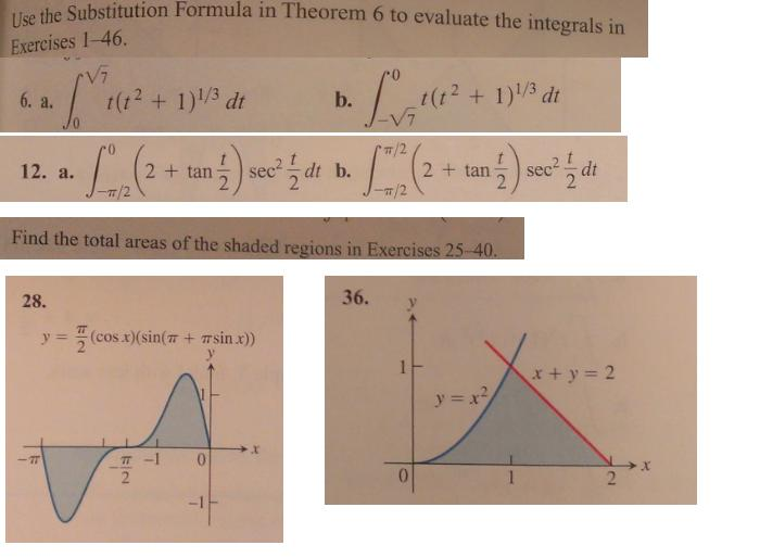 Solved Use the substitution Formula in Theorem 6 to evaluate | Chegg.com