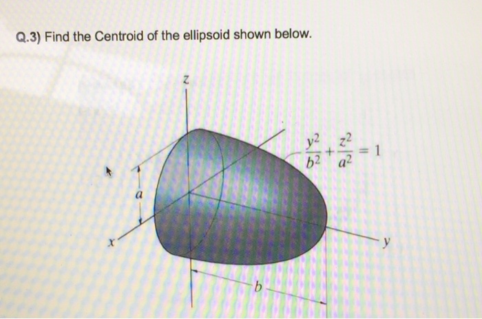 Solved Find the Centroid of the ellipsoid shown below. | Chegg.com
