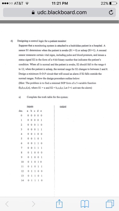 Solved oo AT&T 11:21 PM 22% udc.blackboard.com 4 Designing a | Chegg.com