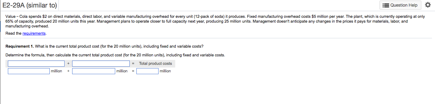 Solved E Question Help HC E2-29A (similar to) Value-Cola | Chegg.com