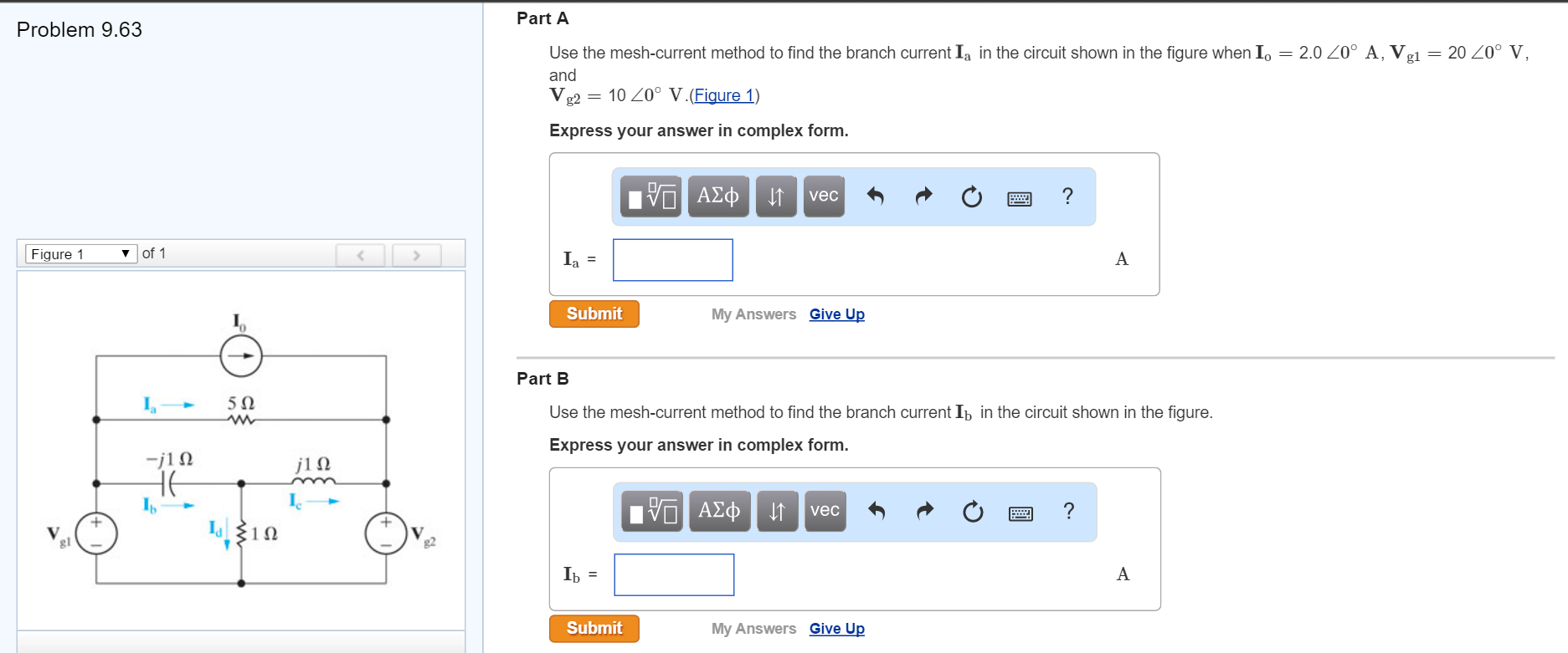 Solved Part A Problem 9.63 20 L0。V Use the mesh-current | Chegg.com