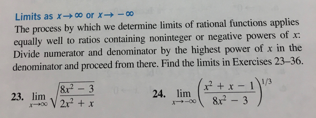 Solved Limits as x→oo or x-→-o The process by which we | Chegg.com