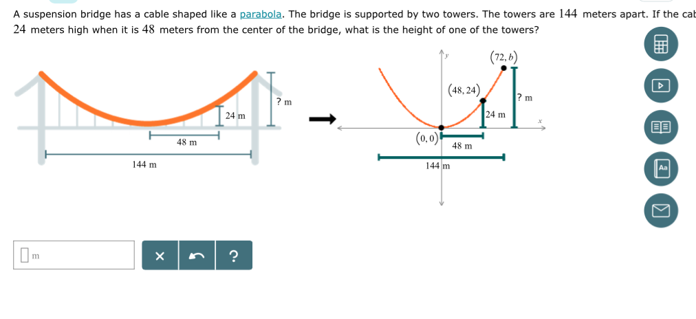 Solved A suspension bridge has a cable shaped like a | Chegg.com