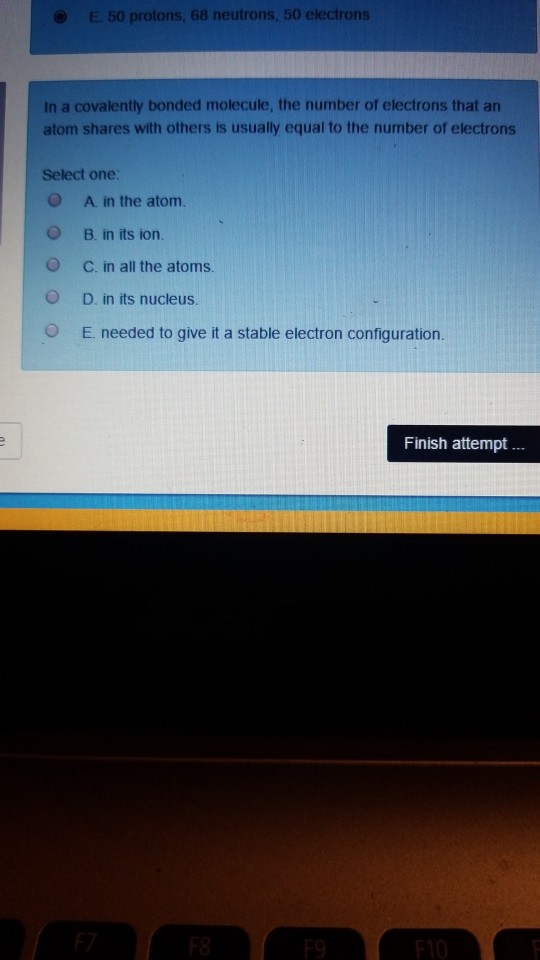 Solved E. 50 protons, 68 neutrons, 50 electrons In a | Chegg.com