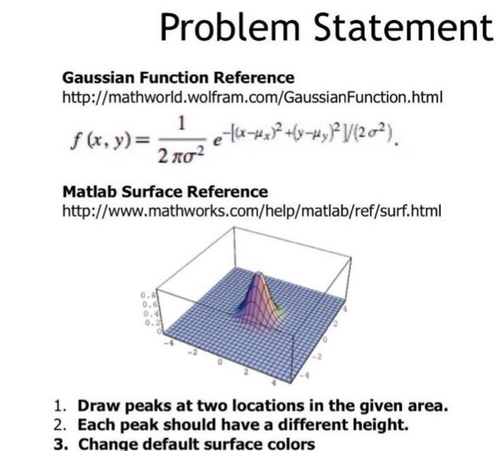 Solved Gaussian Function Reference f(x, y) = 1/2pi sigma^2 | Chegg.com