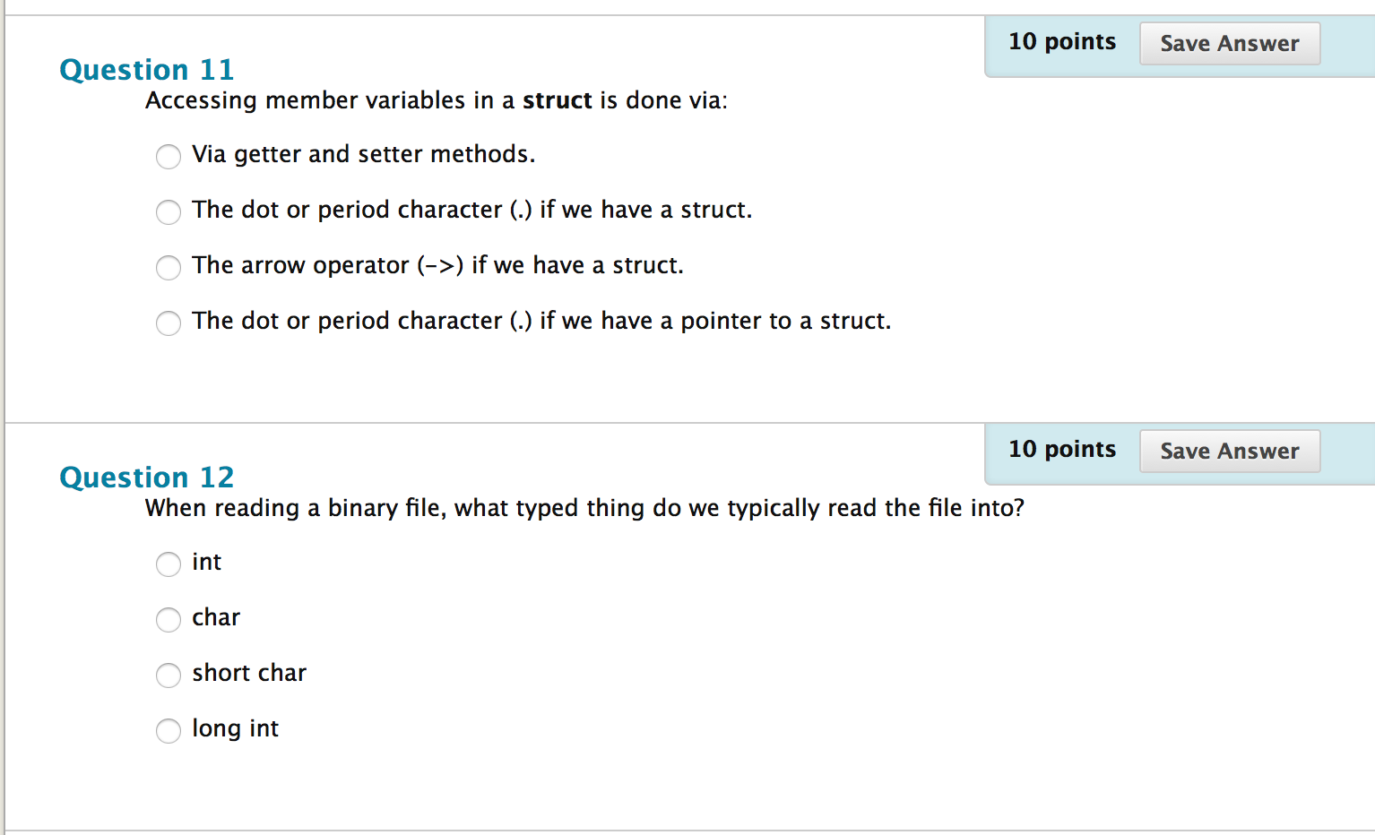 Solved 10 pointsSave Answer Question 11 Accessing member | Chegg.com Solved 10 pointsSave Answer Question 11 Accessing member | Chegg.com