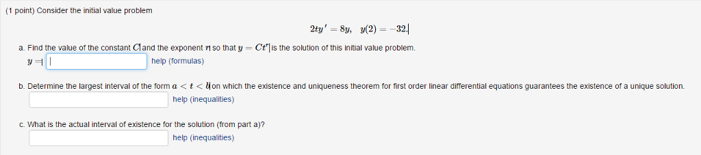 Solved Consider the initial value problem 2ty'=8y, y(2) = | Chegg.com