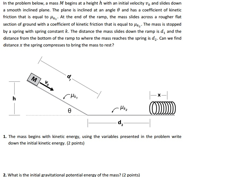 Solved In the problem below, a mass M begins at a height h | Chegg.com
