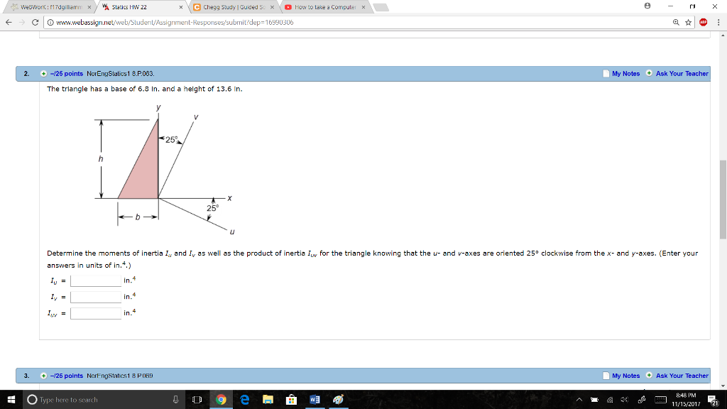 Solved WieBWork: 117dgilliamm xA Statics Hw 22 \ e Chegg | Chegg.com