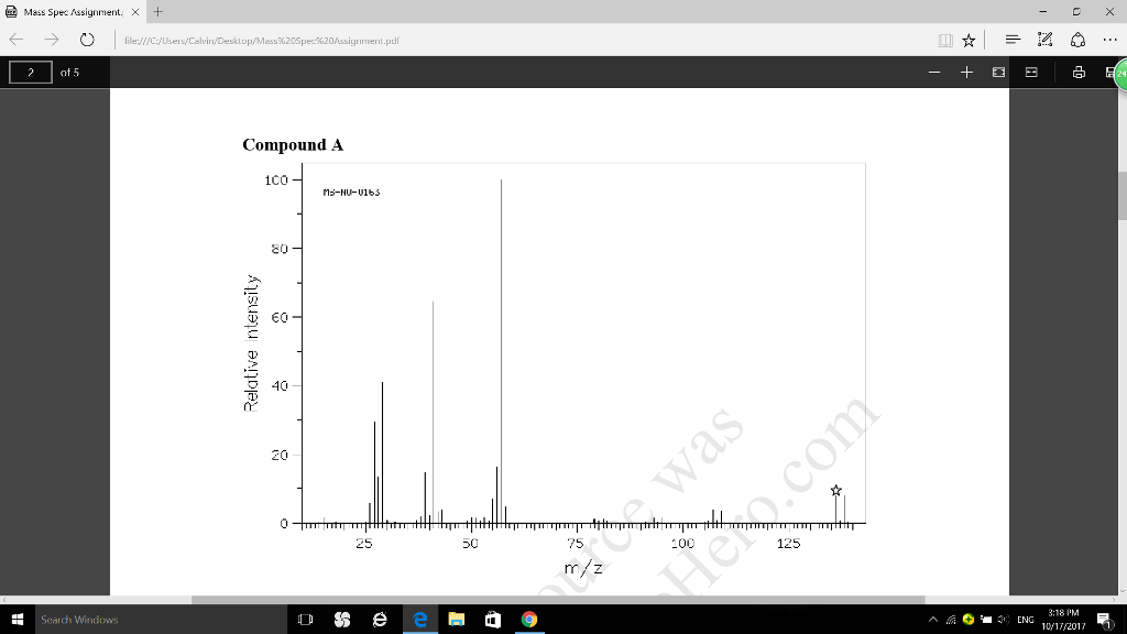 Solved a.Find and label the molecular ion (M+) peak and | Chegg.com
