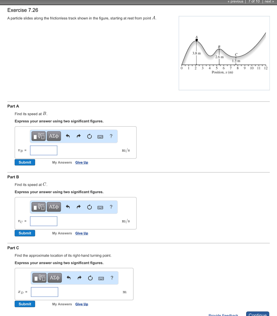 Solved A Particle Slides Along The Frictionless Track Shown 